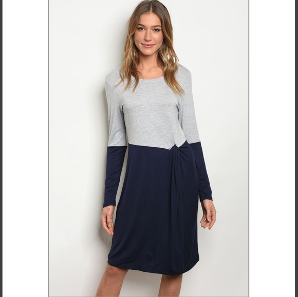 Dresses | New Gray And Navy Blue Comfy Dress | Poshmark